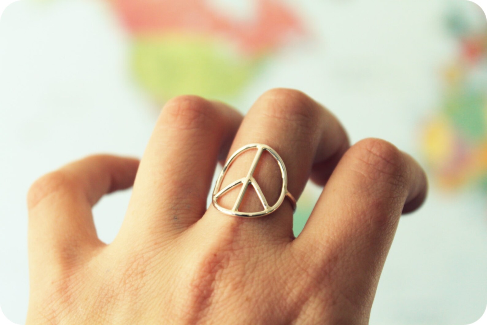 Peace Sign Ring//sterling Silver//handcrafted//made to Order - Etsy