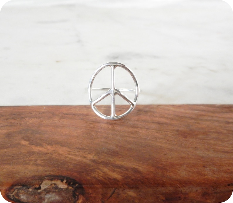 Peace Sign Ring//sterling Silver//handcrafted//made to Order - Etsy