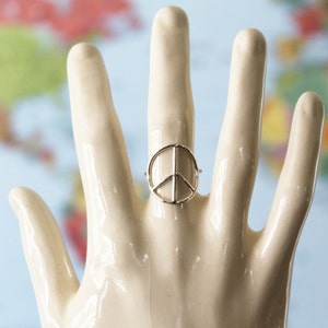 Peace Sign Ring//sterling Silver//handcrafted//made to Order - Etsy