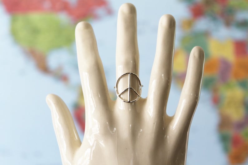 Peace Sign Ring//sterling Silver//handcrafted//made to Order - Etsy