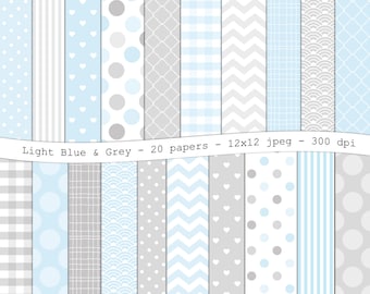 Light Blue Digital Paper | Etsy
