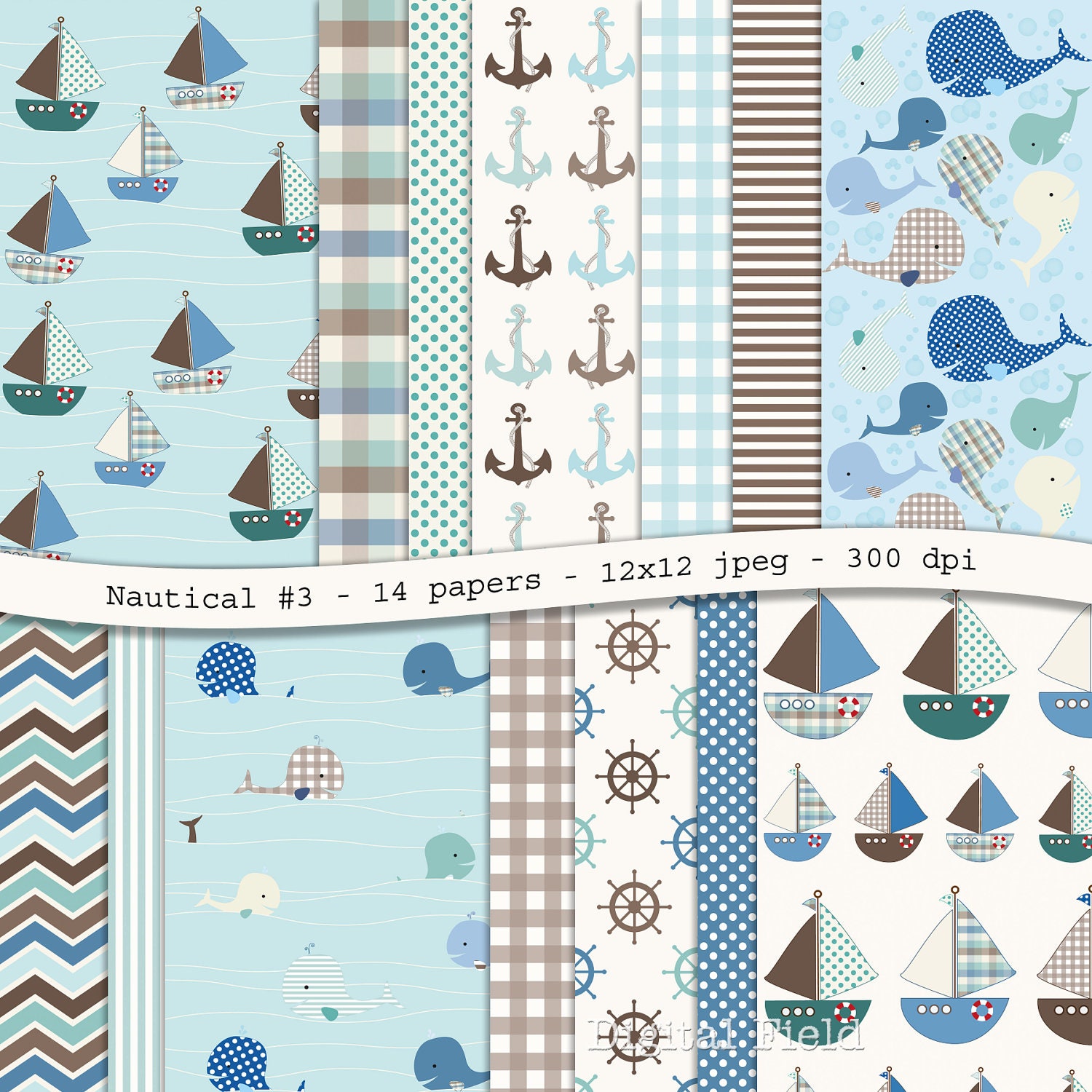 Nautical Scrapbook Paper Pack : Nautical Paper Pack, Printable Paper ...