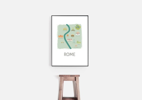 Rome Map Printable City Map Prints Travel Theme Nursery Wall | Etsy