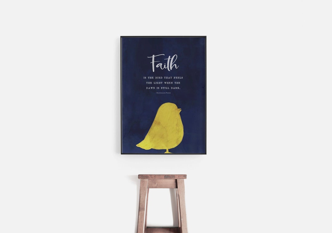 Faith is the Bird Printable Art, Bird Painting Print, Rabindranath ...