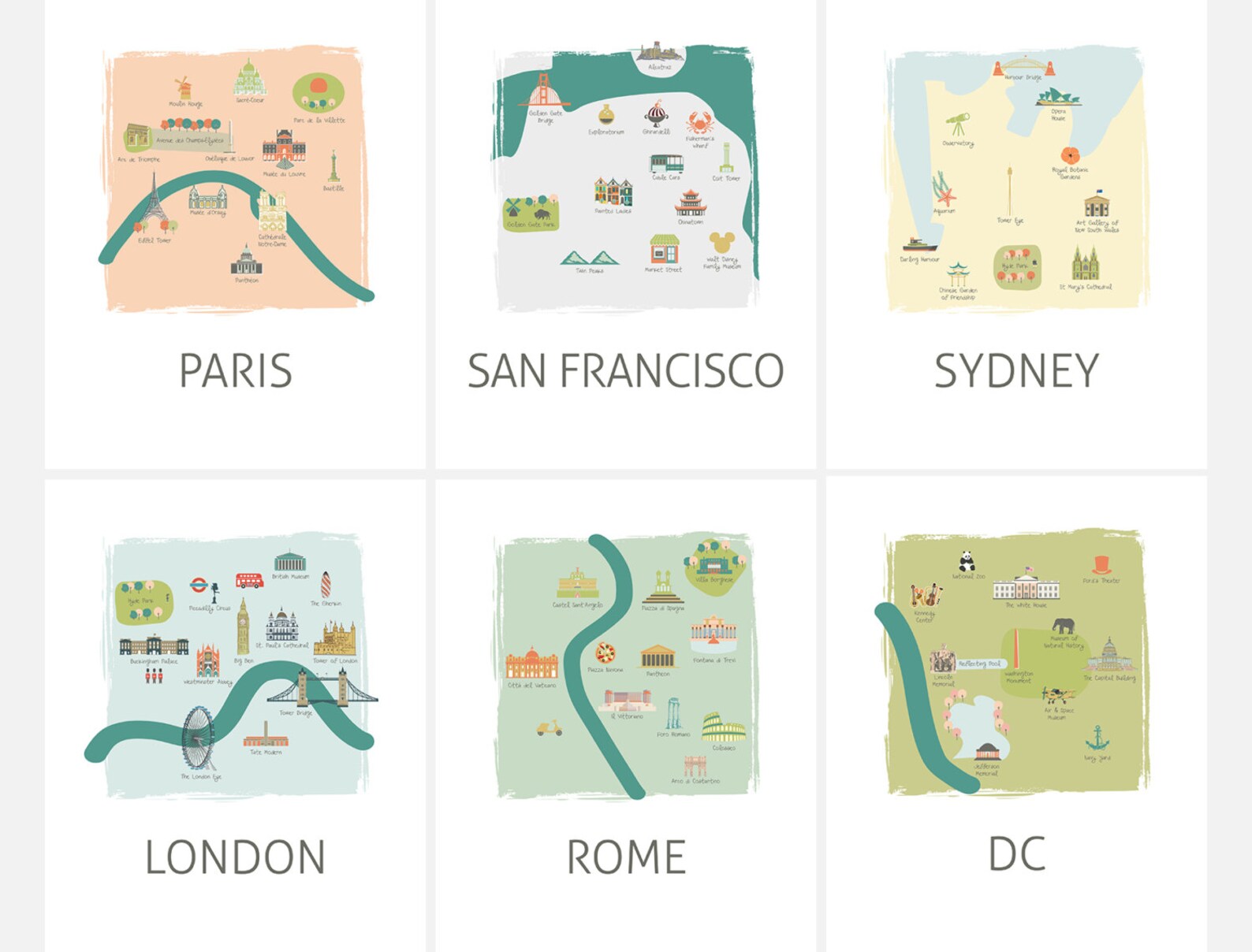 Rome Map Printable City Map Prints Travel Theme Nursery Wall - Etsy