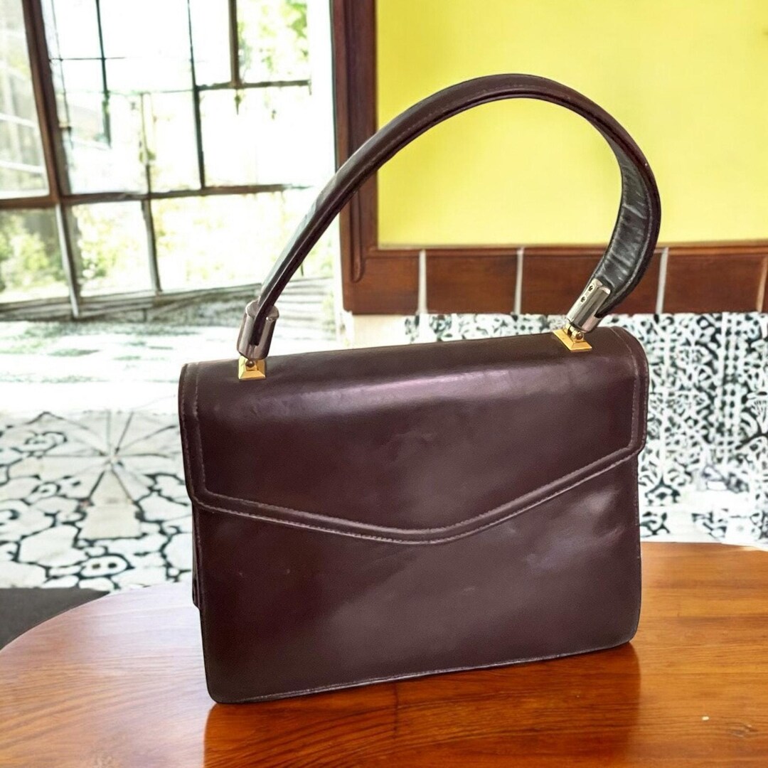 Vintage Morris Moskowitz Brown Leather Handbag Designer 50s 60s MCM ...