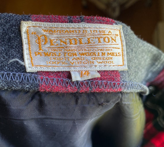 Vintage 60’s Pendleton wool plaid straight skirt red … - Gem