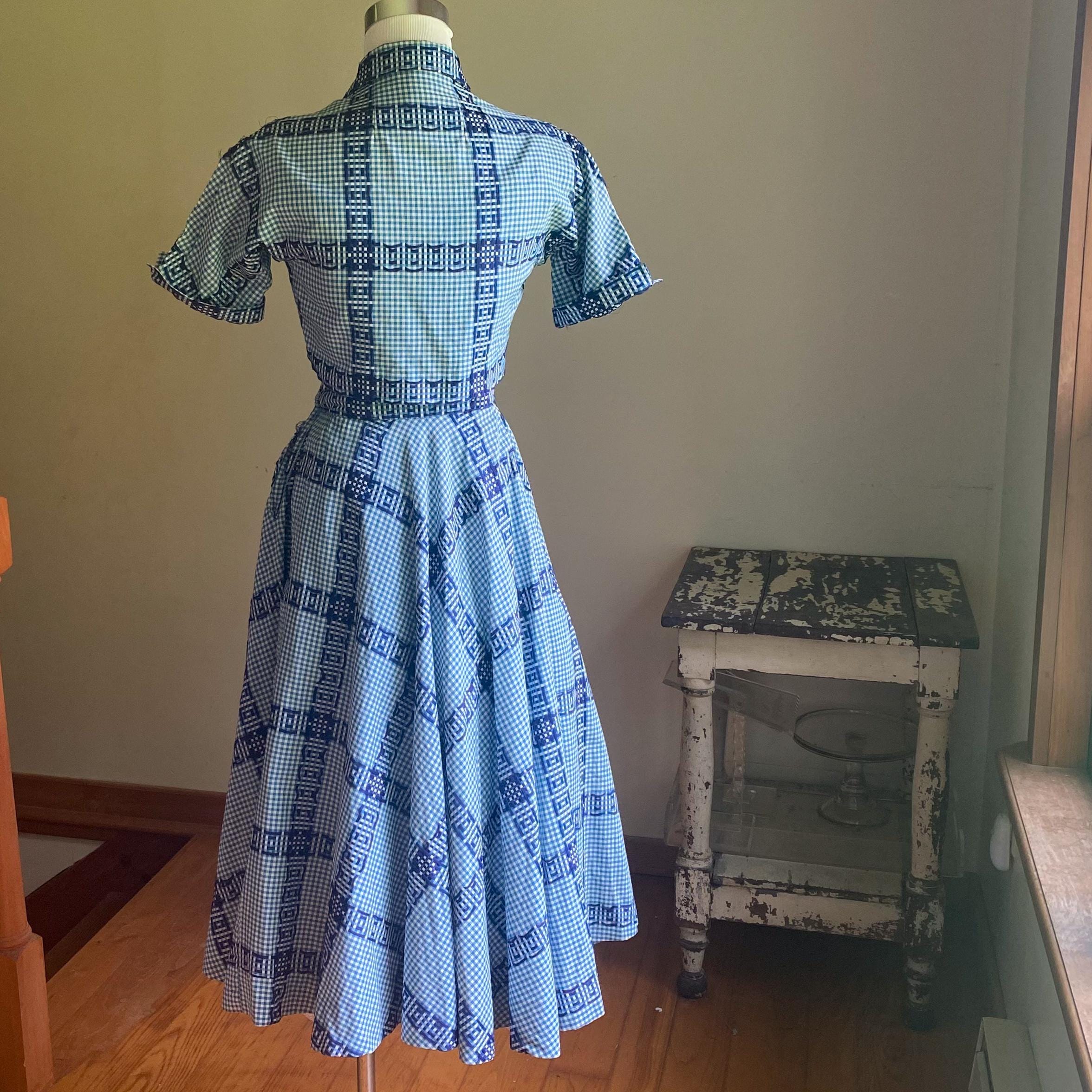 Vintage 50’s Ceil Chapman Dress & Bolero Jacket Blue Gingham ...