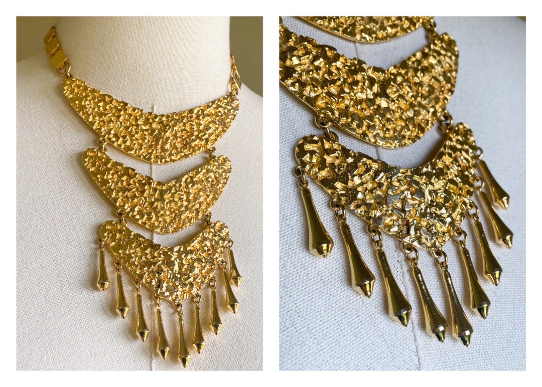 Vintage 70s Gold Nugget Boomerang Bib Costume Statement - Etsy
