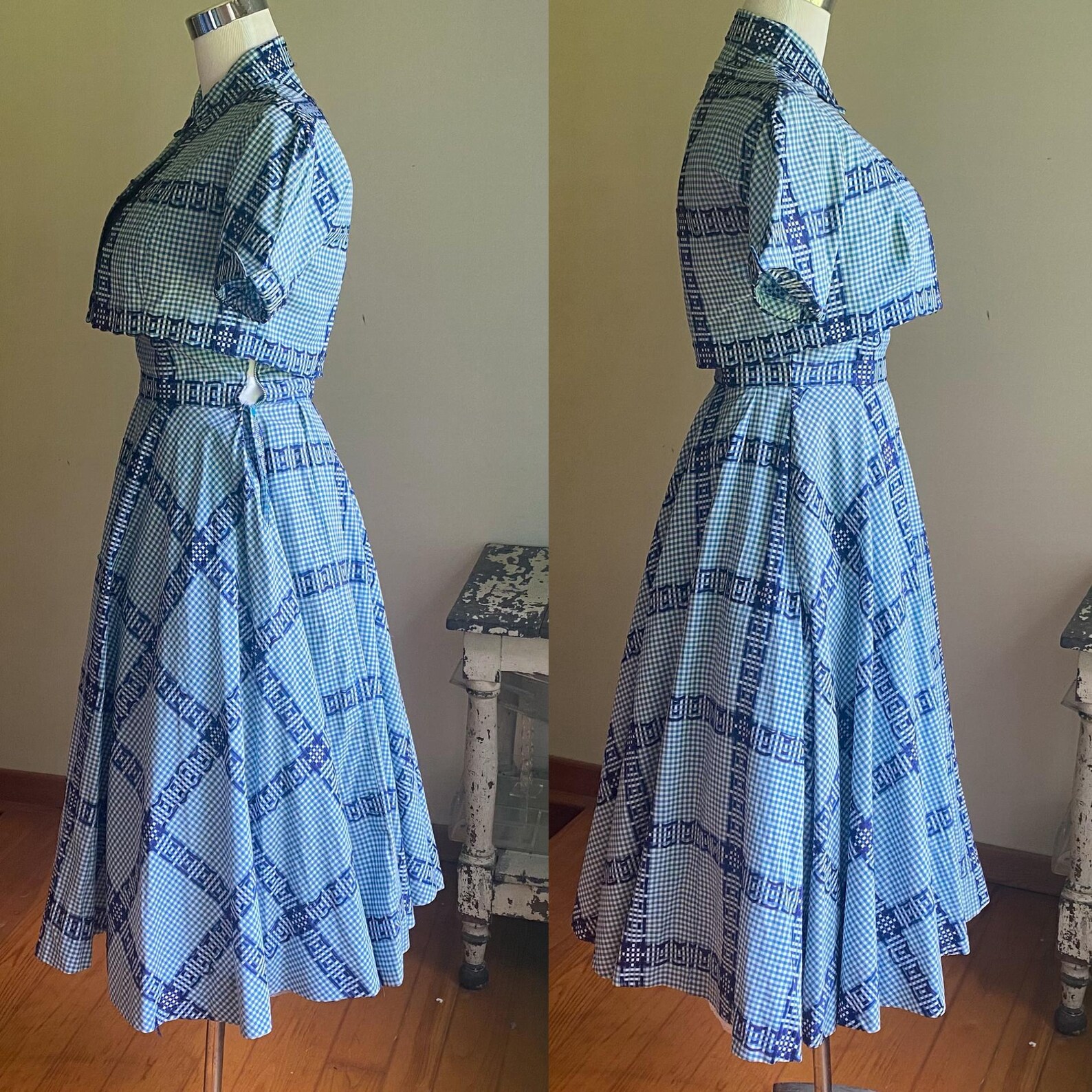 Vintage 50’s Ceil Chapman Dress & Bolero Jacket Blue Gingham ...