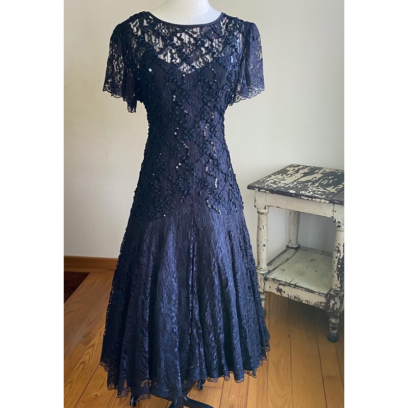 Black Lace Gown 80s - Etsy