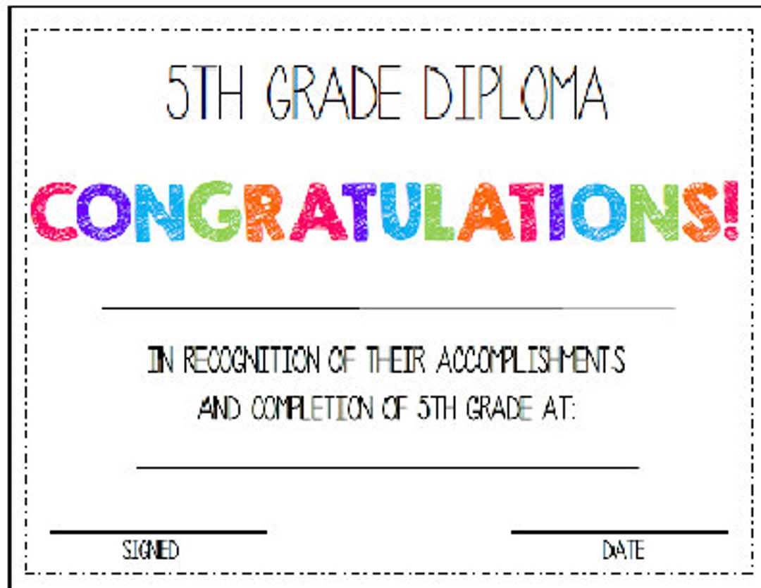 Fifth Grade. 5th Grade. Diploma/award - Etsy