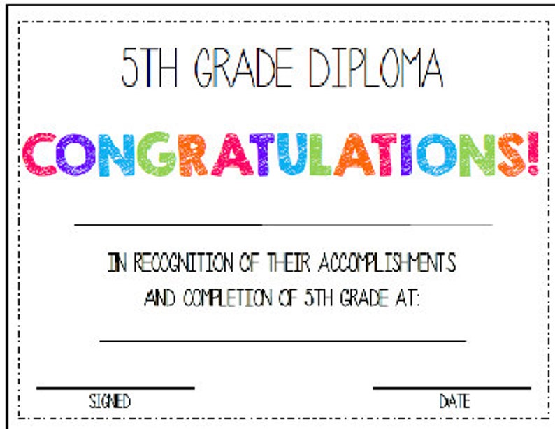 Fifth Grade. 5th Grade. Diploma/award - Etsy