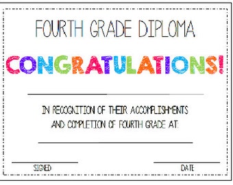 4th Grade Diploma - Etsy