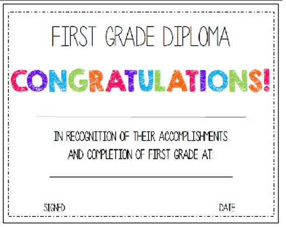 1st Grade Printable Graduation Certificates 11+ Preschool Certificate