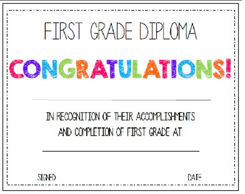 First Grade. 1st Grade. Diploma/award - Etsy