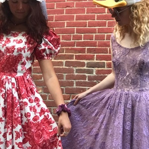 1980s Vintage Blush Pink Roses Dress-80s Does 5ps Puff Sleeve ...