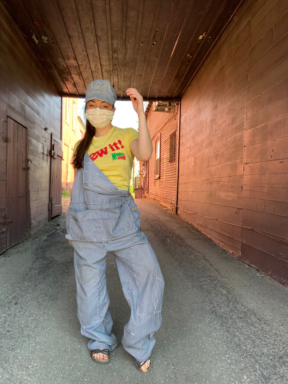 Vintage Engineer Stripe Apron Pocket Overalls - Etsy