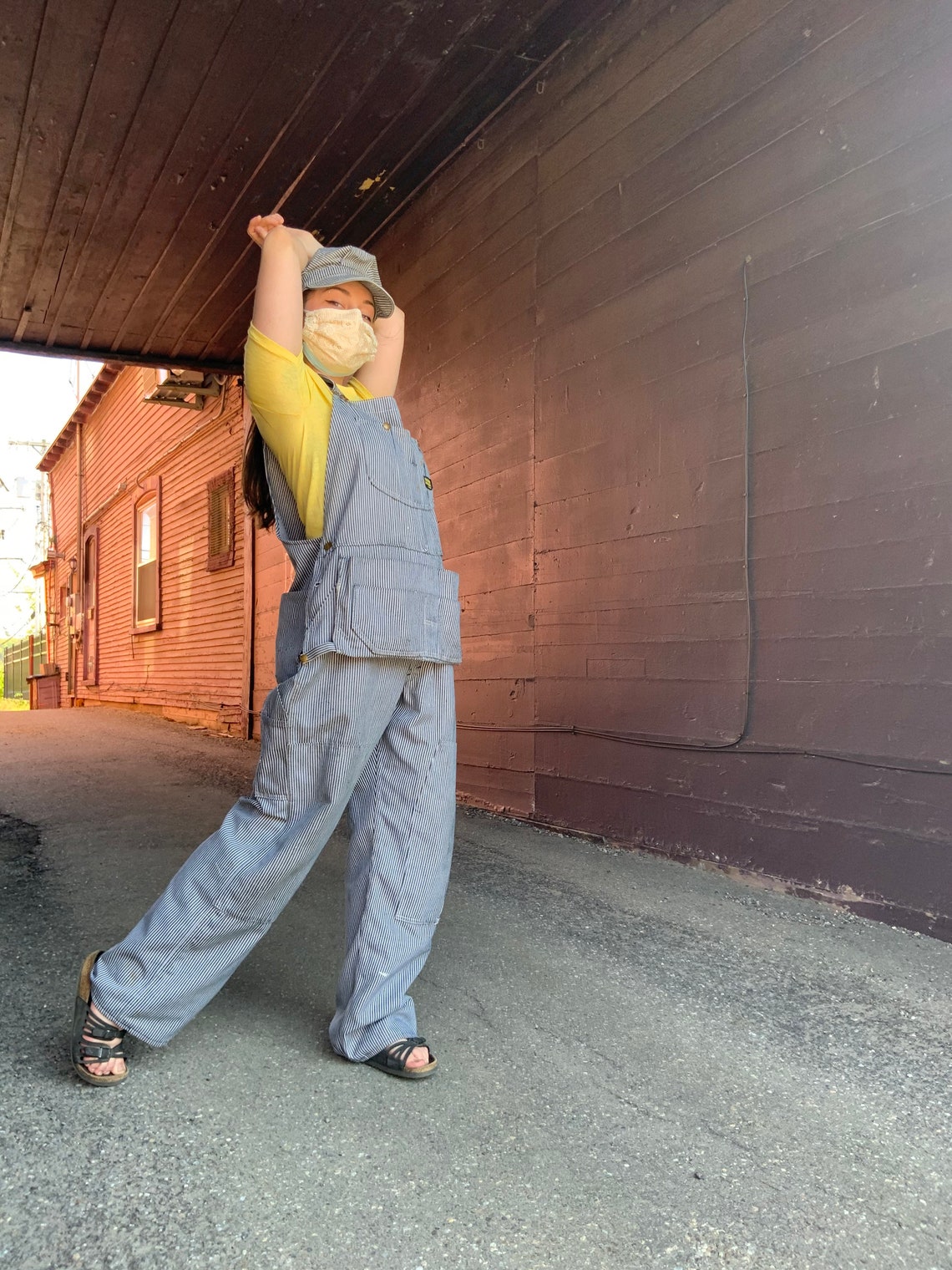 Vintage Engineer Stripe Apron Pocket Overalls - Etsy