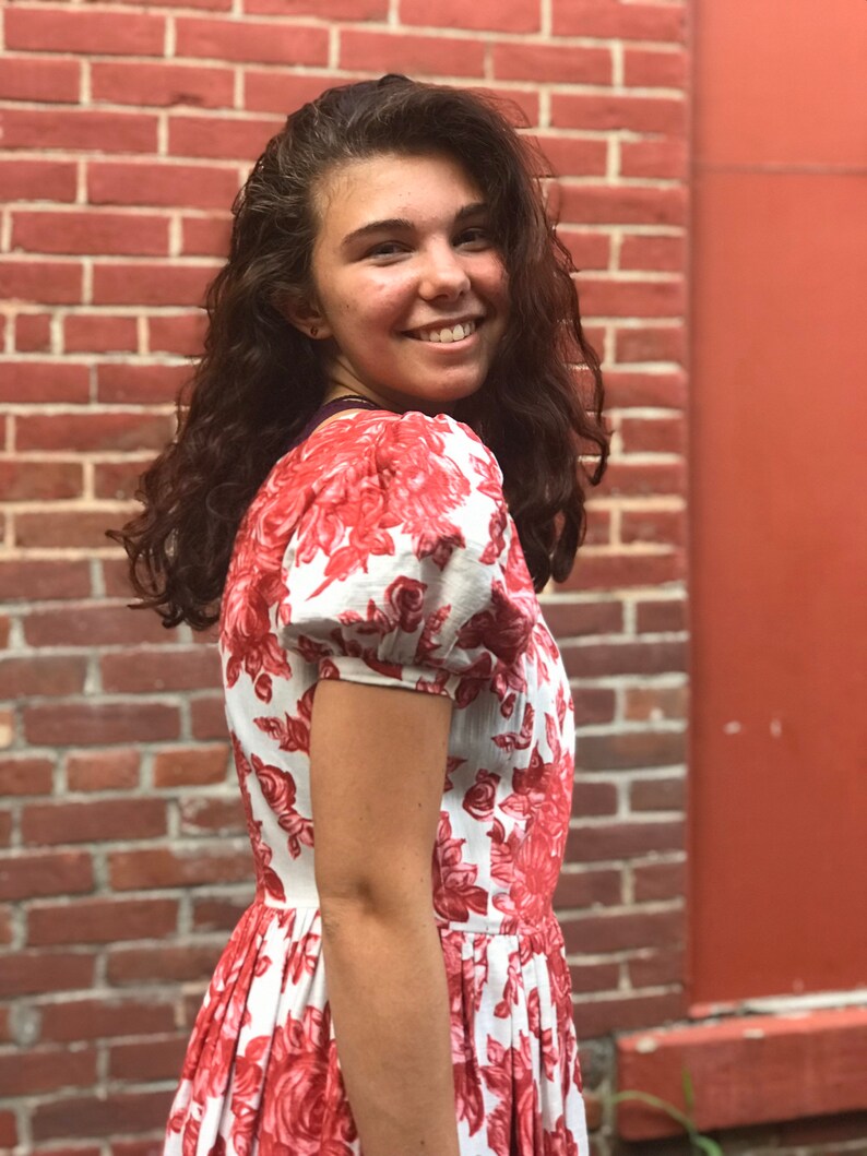 1980s Vintage Blush Pink Roses Dress-80s Does 5ps Puff - Etsy