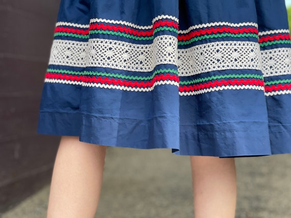 1950s Full blue peasant Skirt-Rik Rak Trim-Tulle unde… - Gem