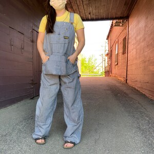 Vintage Engineer Stripe Apron Pocket Overalls - Etsy