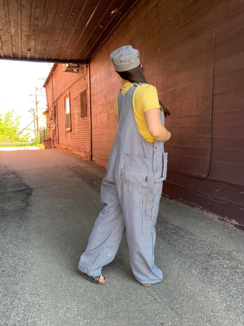 Vintage Engineer Stripe Apron Pocket Overalls - Etsy