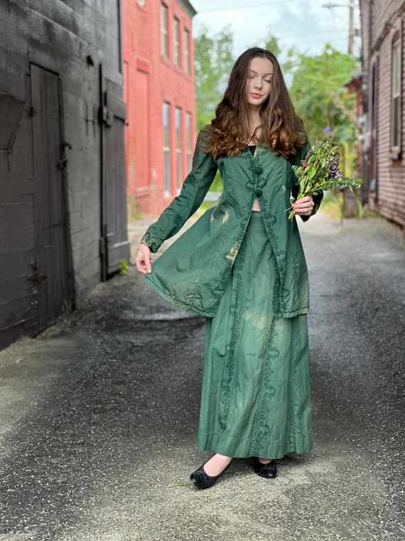 Victorian Suit-Womens green jacket and skirt-Bleach-W… - Gem