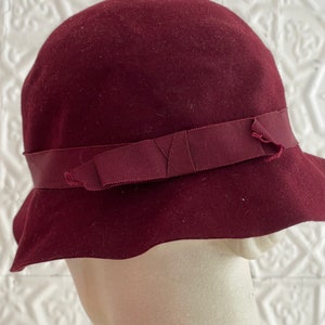 1940s Wool Felt Maroon Gadabout Bucket Hat/cloche-vintage Women’s Cap ...