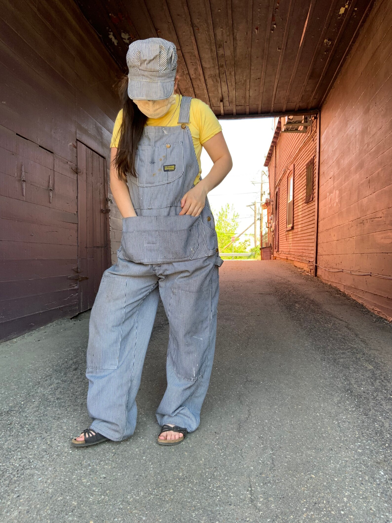 Vintage Engineer Stripe Apron Pocket Overalls - Etsy