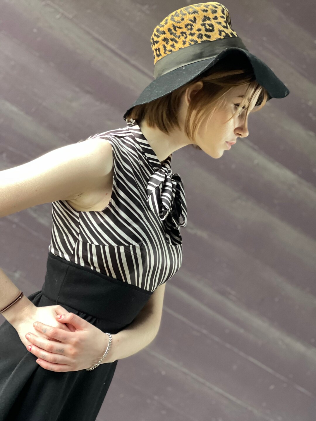 1970s Vintage Mod Style Mini Dress-midcentury-color Block Zebra-stripe ...