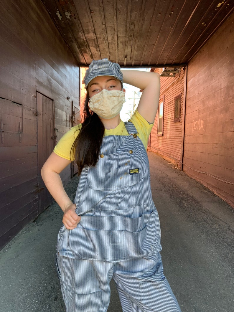 Vintage Engineer Stripe Apron Pocket Overalls - Etsy