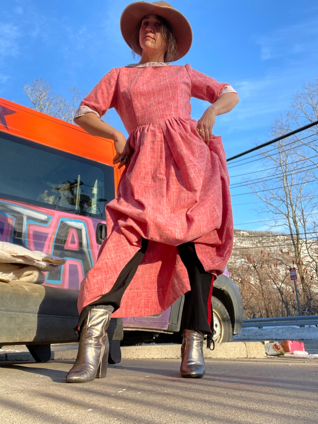 Cute Pink-red Cottage Core Princess-country-prairie Dress-lace Details ...