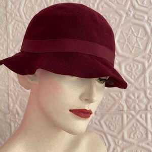 1940s Wool Felt Maroon Gadabout Bucket Hat/cloche-vintage Women’s Cap ...
