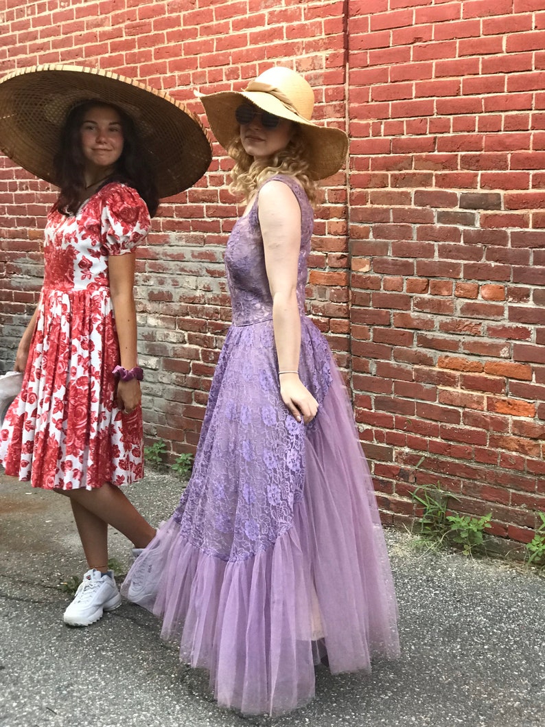 1980s Vintage Blush Pink Roses Dress-80s does 5ps Puff | Etsy