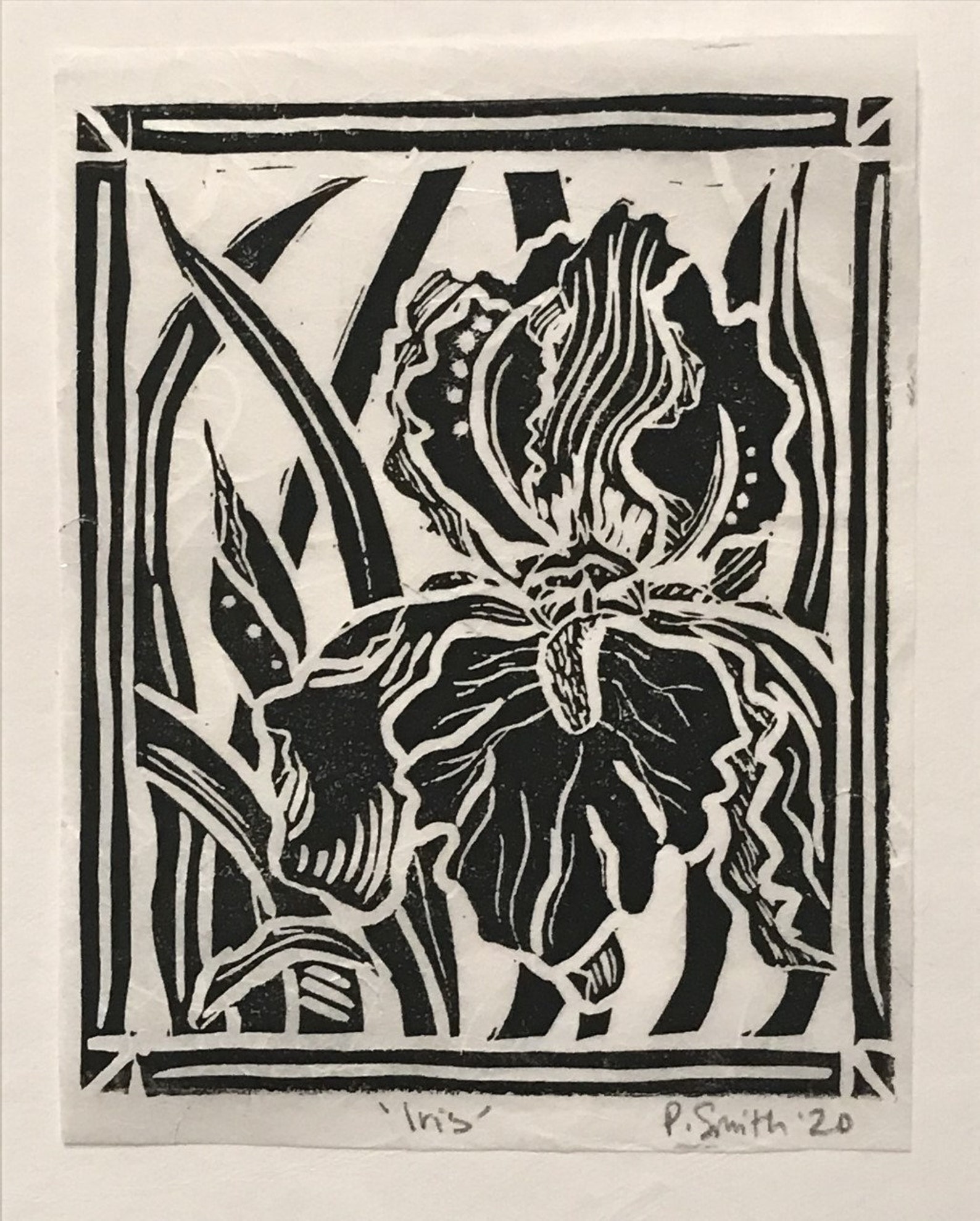 Iris Print - Original Linocut Hand-carved and Hand-printed - Etsy