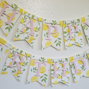 Happy Birthday Banner, Garden Party Banner, Lemon Party, Lemon Birthday ...