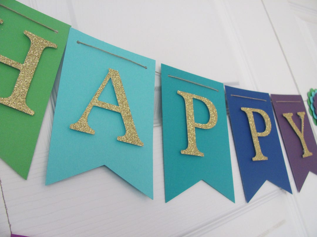 Peacock Birthday Banner: Teal, Gold & Purple Party Decor - Etsy