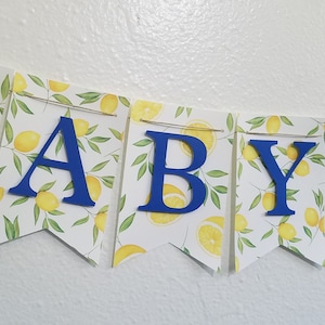 Lemon Baby Shower Banner, Lemon Banner, Blue and Yellow, Blue and Lemon ...