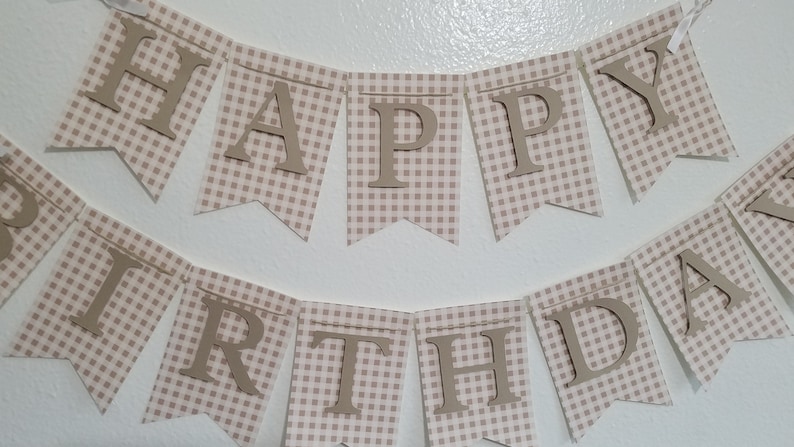 Gingham Happy Birthday Banner Birthday Banner Happy 1st - Etsy