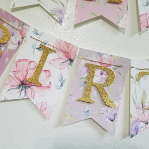 Floral Birthday Banner, Happy Birthday Banner, Happy Birthday, Girl ...