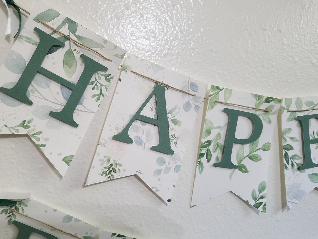 Greenery Birthday Banner, Happy Birthday Banner, Happy Birthday, Girl ...