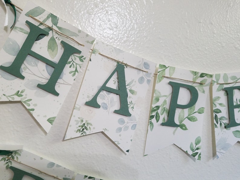 Greenery Birthday Banner Happy Birthday Banner Happy - Etsy