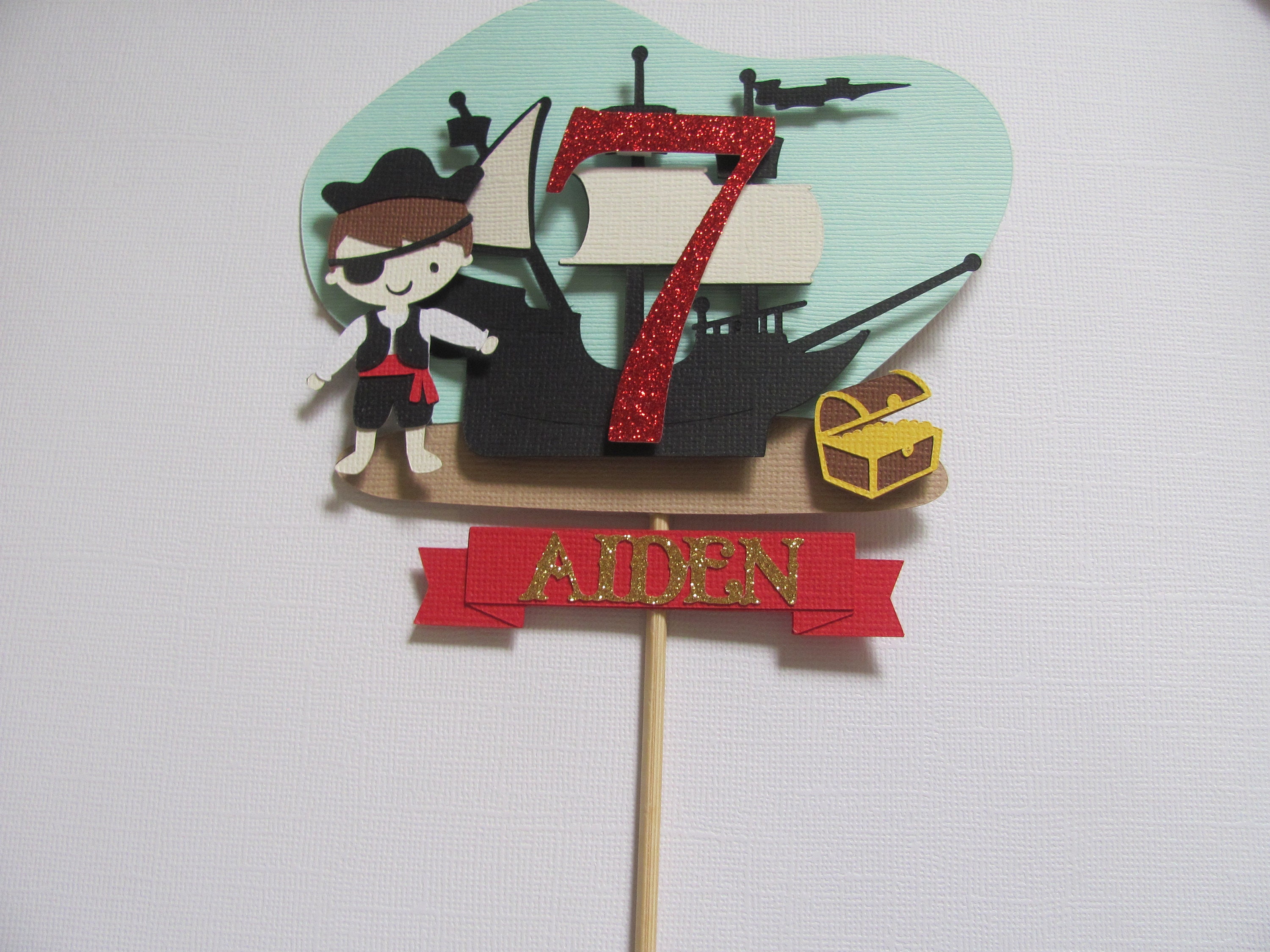 Pirate Cake Topper, Birthday Cake Topper, Pirate Centerpiece Stick ...
