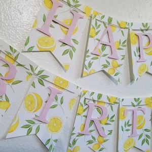 Happy Birthday Banner, Garden Party Banner, Lemon Party, Lemon Birthday ...