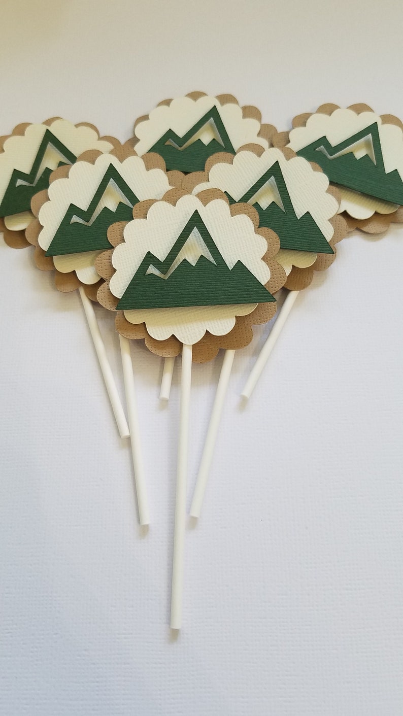 Mountain Cupcake Toppers Mountains Set of 12 Rustic Baby - Etsy