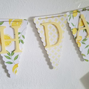 Happy Birthday Banner, Garden Party Banner, Lemon Party, Lemon Birthday ...