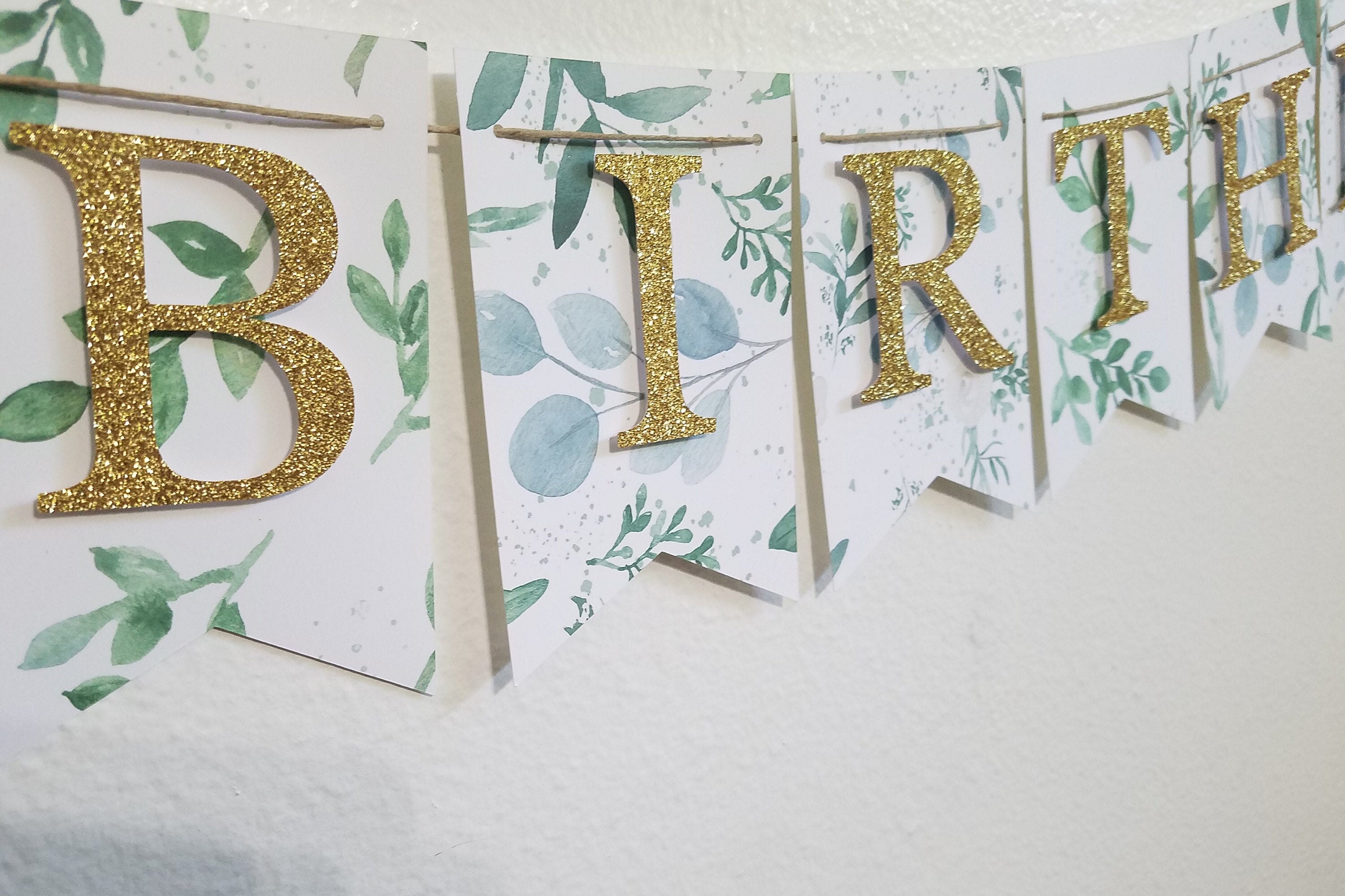 Greenery Birthday Banner Happy Birthday Banner Happy - Etsy