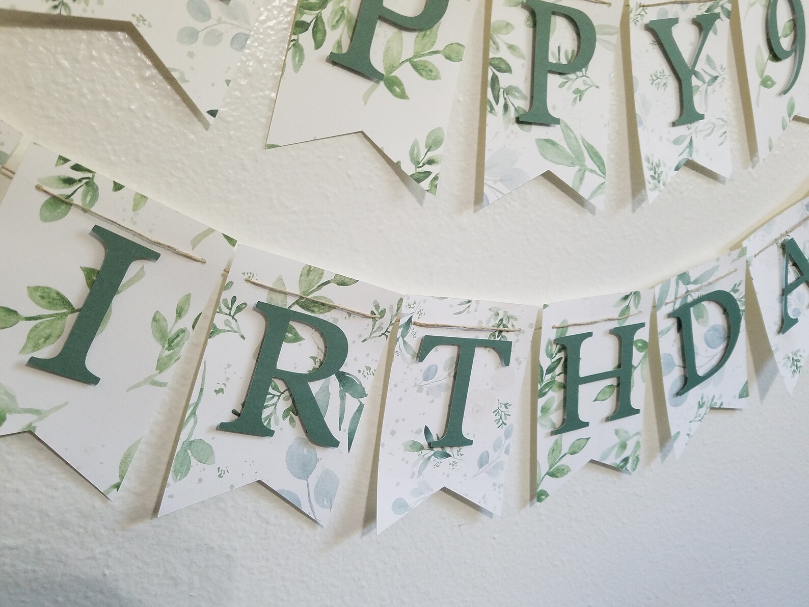 Greenery Birthday Banner Happy Birthday Banner Happy - Etsy