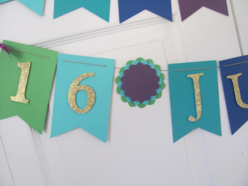Peacock Birthday Banner: Teal, Gold & Purple Party Decor - Etsy